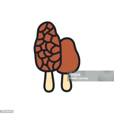 모렐 아이콘 벡터 격리 선형 색상 아이콘 윤곽 모양 윤곽선입니다 얇은 선 현대 글리프 디자인 버섯 식품 재료 가을에 대한 스톡 벡터 아트 및 기타 이미지 Istock