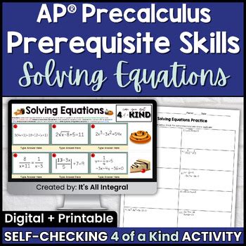AP Precalculus Prerequisite Skills Solving Equations Review Activity