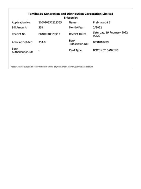 Tneb Receipt Pdf