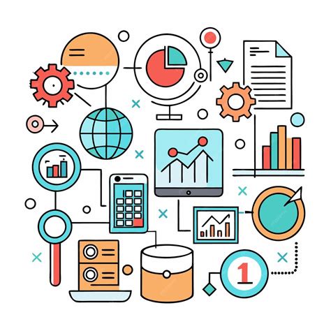Abstract Illustration Of Data Analysis And Processing With Charts Graphs And Icons Premium Ai