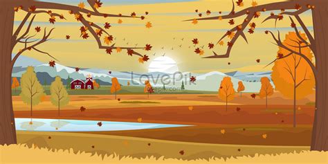 단풍 시즌 가을 풍경 플랫 벡터 일러스트 무료 다운로드 Lovepik
