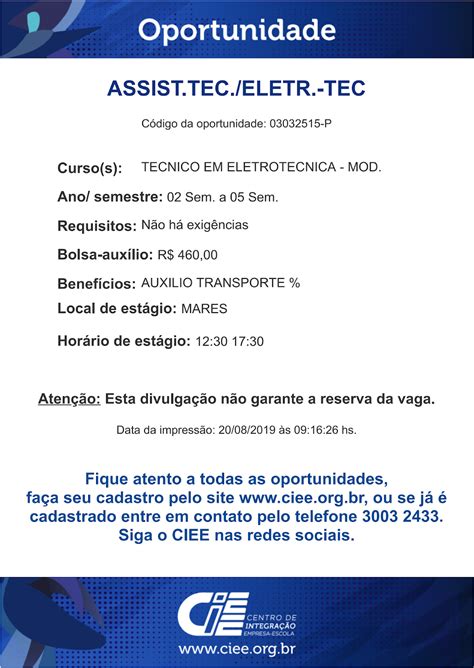 Mural De Oportunidades Grau Cajazeiras Vagas De EstÁgio TÉc