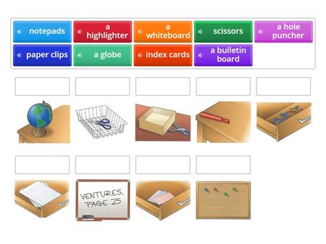 Picture Dictionary Classroom Objects Match Up