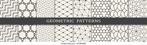 Set Geometric Seamless Patterns Abstract Geometric Stock Vector