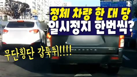 4661회 유턴시도 차량이 신호대기중인 차 사이로 뛰어나온 무단횡단자를 충격한 사고 Youtube