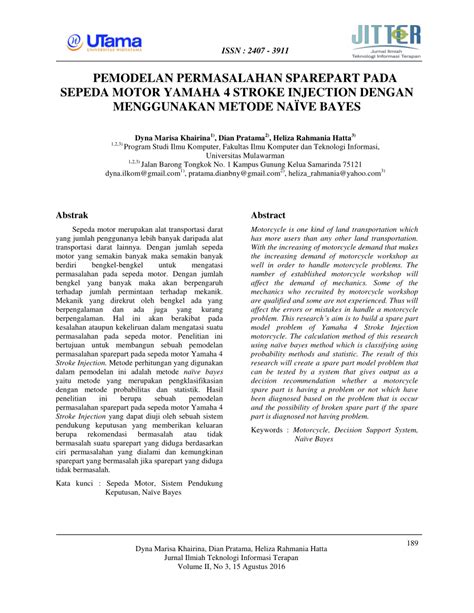 Pdf Pemodelan Permasalahan Sparepart Pada Sepeda Motor Yamaha 4
