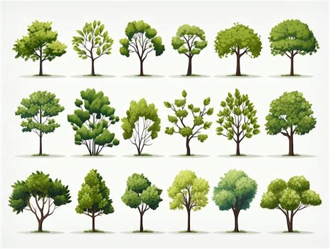 Premium Ai Image Vector Set Of Different Tree Design White Background