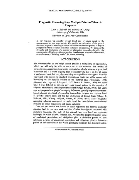 Pdf Pragmatic Reasoning From Multiple Points Of View A Response