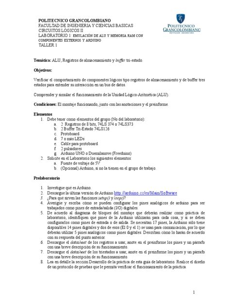 Lab 1 Alu Arduino Ram Pdf Poco Arduino