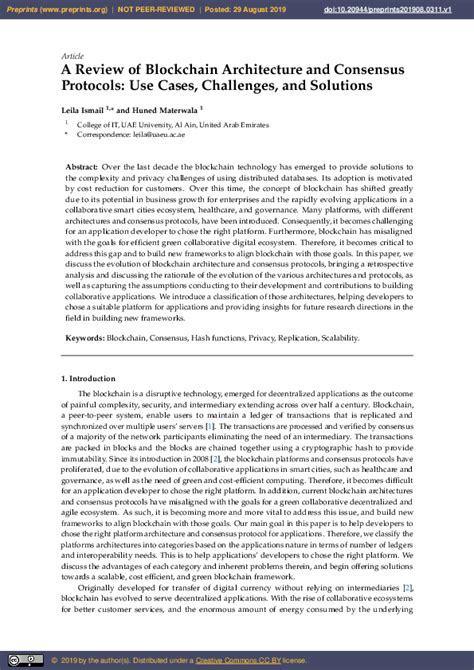 Pdf A Review Of Blockchain Architecture And Consensus Protocols Use Cases Challenges And