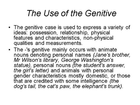 The Genitive Case The Formation Of The Genitive