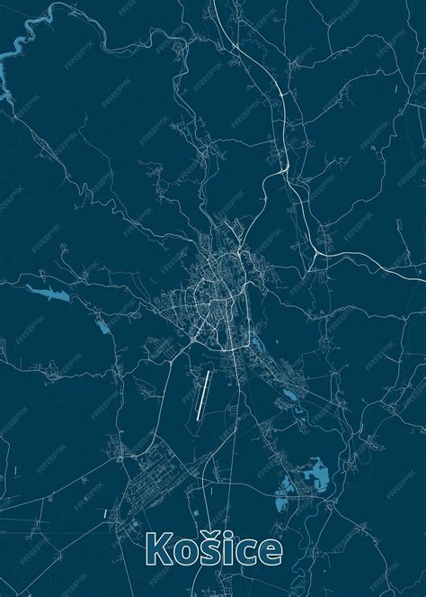 Poster Artístico Del Mapa De Los Planos De Kosice Eslovaquia Vector