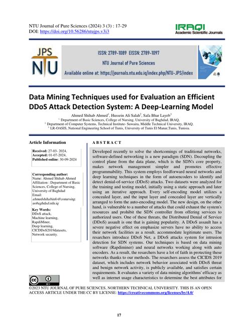 Pdf Data Mining Techniques Used For Evaluation An Efficient Ddos