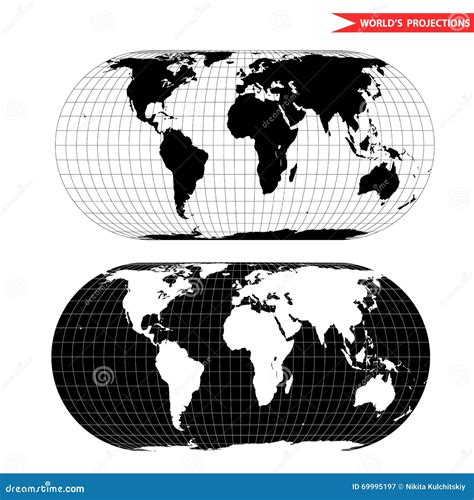Eckert World Map Projection Stock Vector Illustration Of Boundary Eckert 69995197