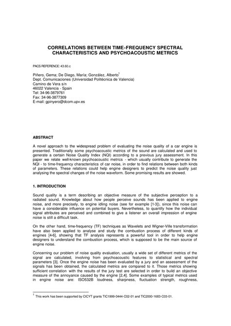 Pdf Correlations Between Time Frequency Spectral Characteristics And Pdf Correlations Between Time Frequency Spectral Characteristics And