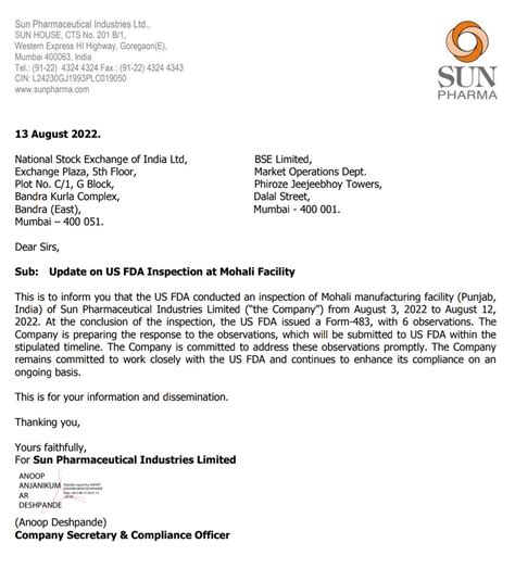 Fda Inspections Glenmark Form 483 June Reddys Form 483 July