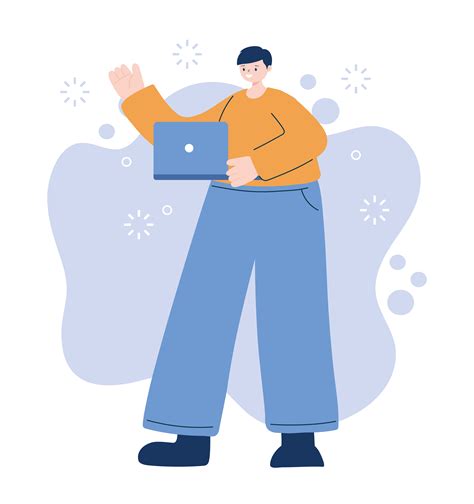 Man With Laptop Vector Design Vector Art At Vecteezy