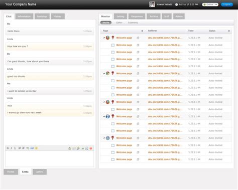 A Very Cool Chat Application Ui Design The Operator Side Web Page