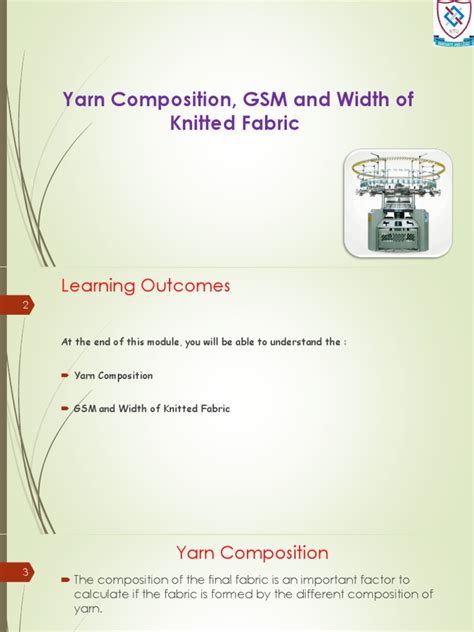 Module 15 Knitting Calculations Yarn Composition Gsm And Width Pdf Yarn Textiles