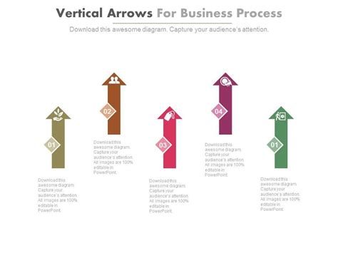 A Five Vertical Arrows For Business Process Flow Indication Flat