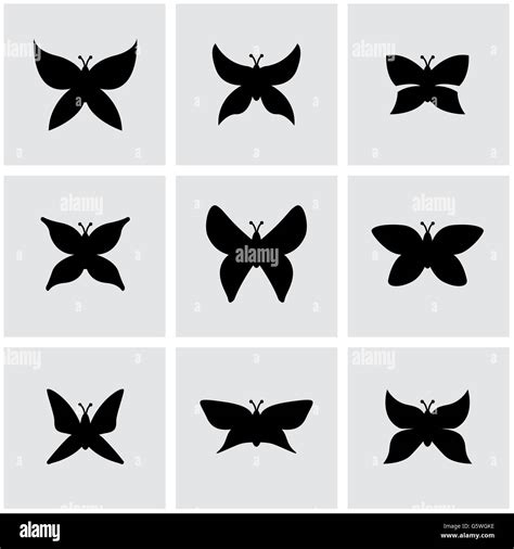 Vector Black Butterfly Icon Set Stock Vector Image And Art Alamy