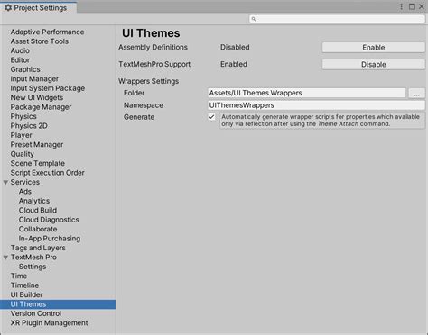 Project Settings — Ui Themes 110f1 Documentation