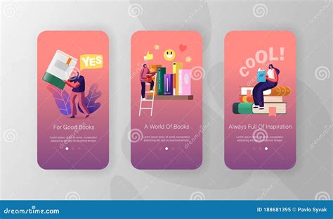 Education Mobile App Interface Screens Template Set Vector Design 298047654