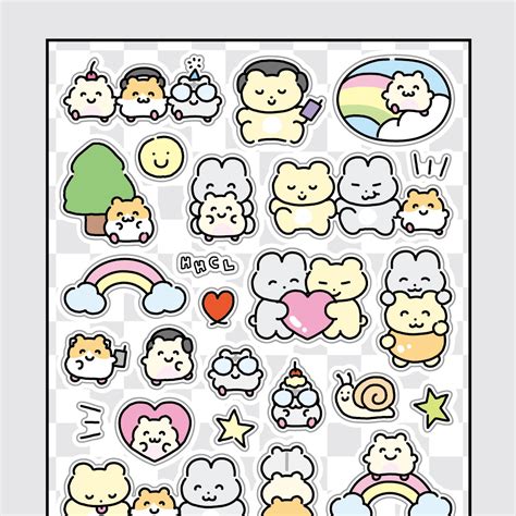 히히클럽 햄스터 일상 칼선 스티커 위시버킷