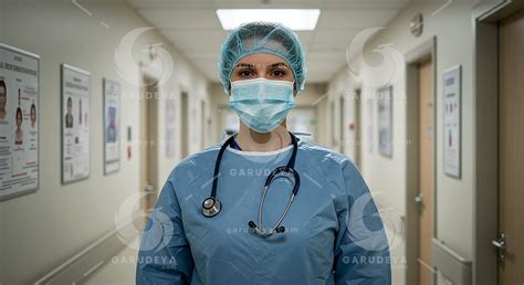 Nurse Wearing Ppe In Hospital Corridor