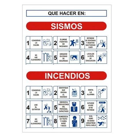 Señalización Que Hacer En Caso Sismo O Incendio 23x33 Señalización