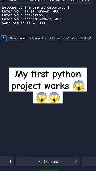 i made calculator in python 😱😱😱 python ytshortsindia ytshorts youtube