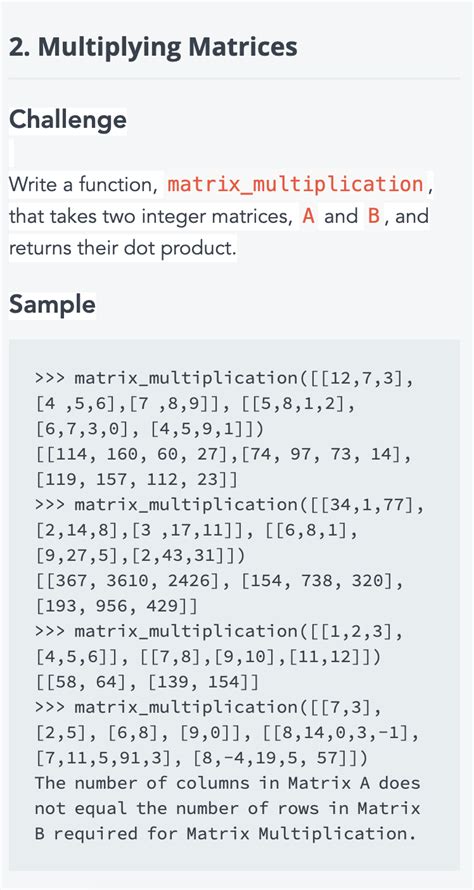 Solved 2 Multiplying Matrices Challenge Write A Function Chegg