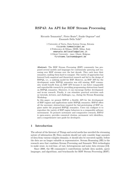 Pdf Rsp4j An Api For Rdf Stream Processing
