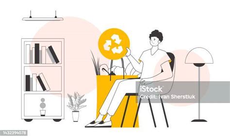 생태 제품의 개념 남자 제품 및 에코 로고가있는 패키지 선화 스타일 가방에 대한 스톡 벡터 아트 및 기타 이미지 가방 감소 개 Istock