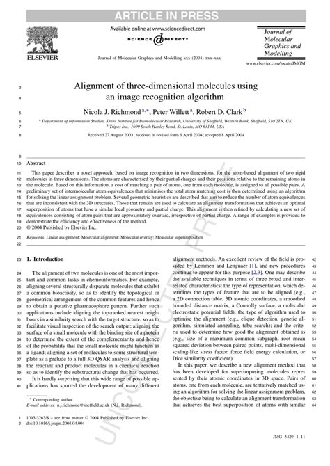 Pdf Alignment Of Three Dimensional Molecules Using An Image Recognition Algorithm