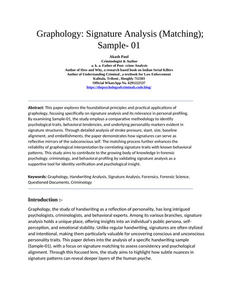 Pdf Graphology Signature Analysis Matching Sample 01
