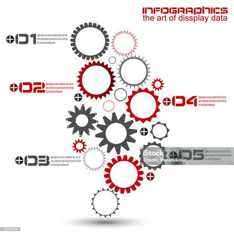 Vetores De Modelo De Design Infográfico Com Corrente De Engrenagens Ideal Para Exibir