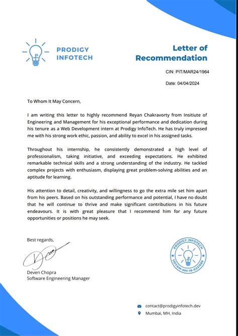 Reyan Chakravorty On Linkedin Letterofrecommendation Webdevelopment