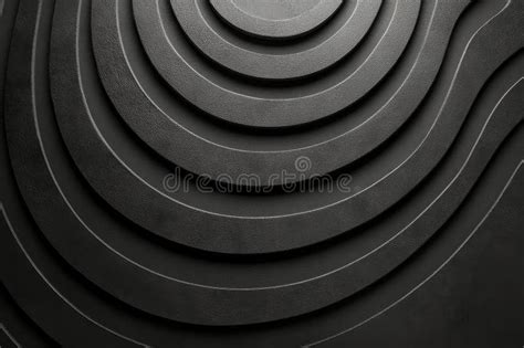 textured black surface with concentric circular patterns creates depth