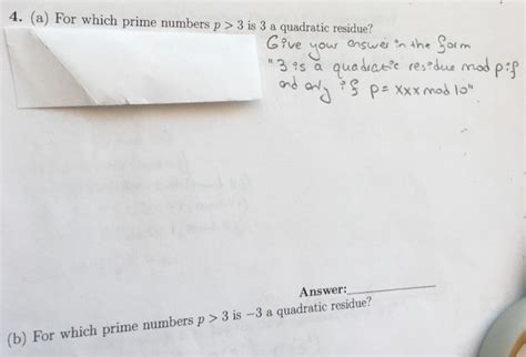 Solved For Which Prime Numbers P 3 Is 3 A Quadratic