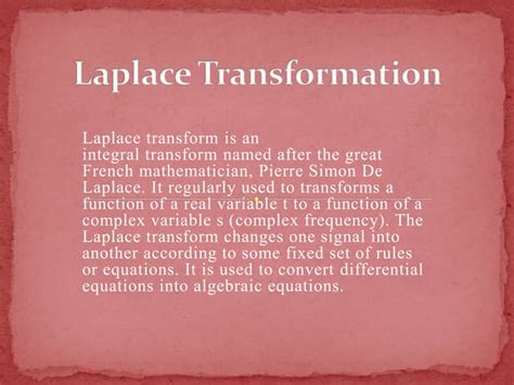 Laplace Transformation And Its Application Pptx
