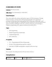 Exploring GPU Development Programming Optimization Course Hero