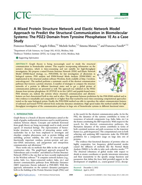 Pdf A Mixed Protein Structure Network And Elastic Network Model Approach To Predict The