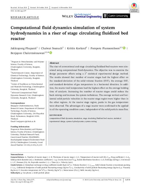 Pdf Computational Fluid Dynamics Simulation Of System Hydrodynamics In A Riser Of Stage