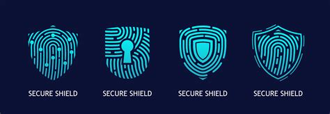 Secure Shield Fingerprint And Lock Icons 46637111 Vector Art At Vecteezy