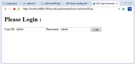 Jsf 22 Java Server Faces Jsf Login Example