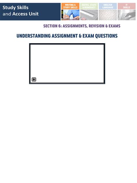 Understanding Assignment And Exam Questions 1 Pdf