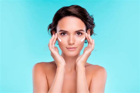 Photo Of Attractive Pretty Lady Touch Apply New Cream On Cheeks In