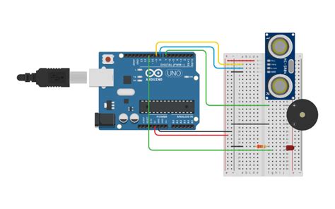 Circuit Design Segnalatore Acustico Di Distanza Tinkercad