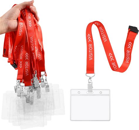 Povxlum 30pcs Visitor Badge Lanyard With Clips Id Card Holder Lanyards